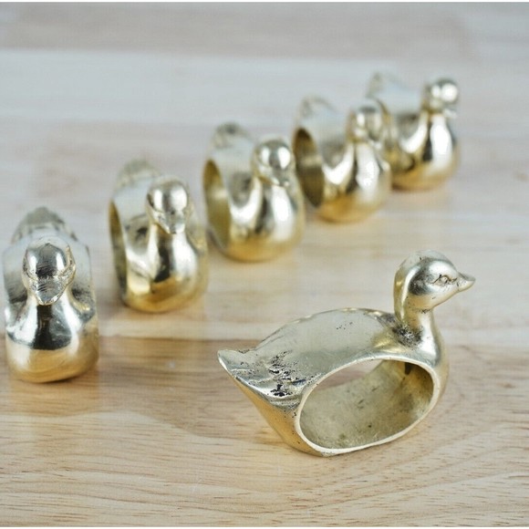 Unbranded | Kitchen | Vintage Ducks Solid Brass Napkin Rings Solid ...